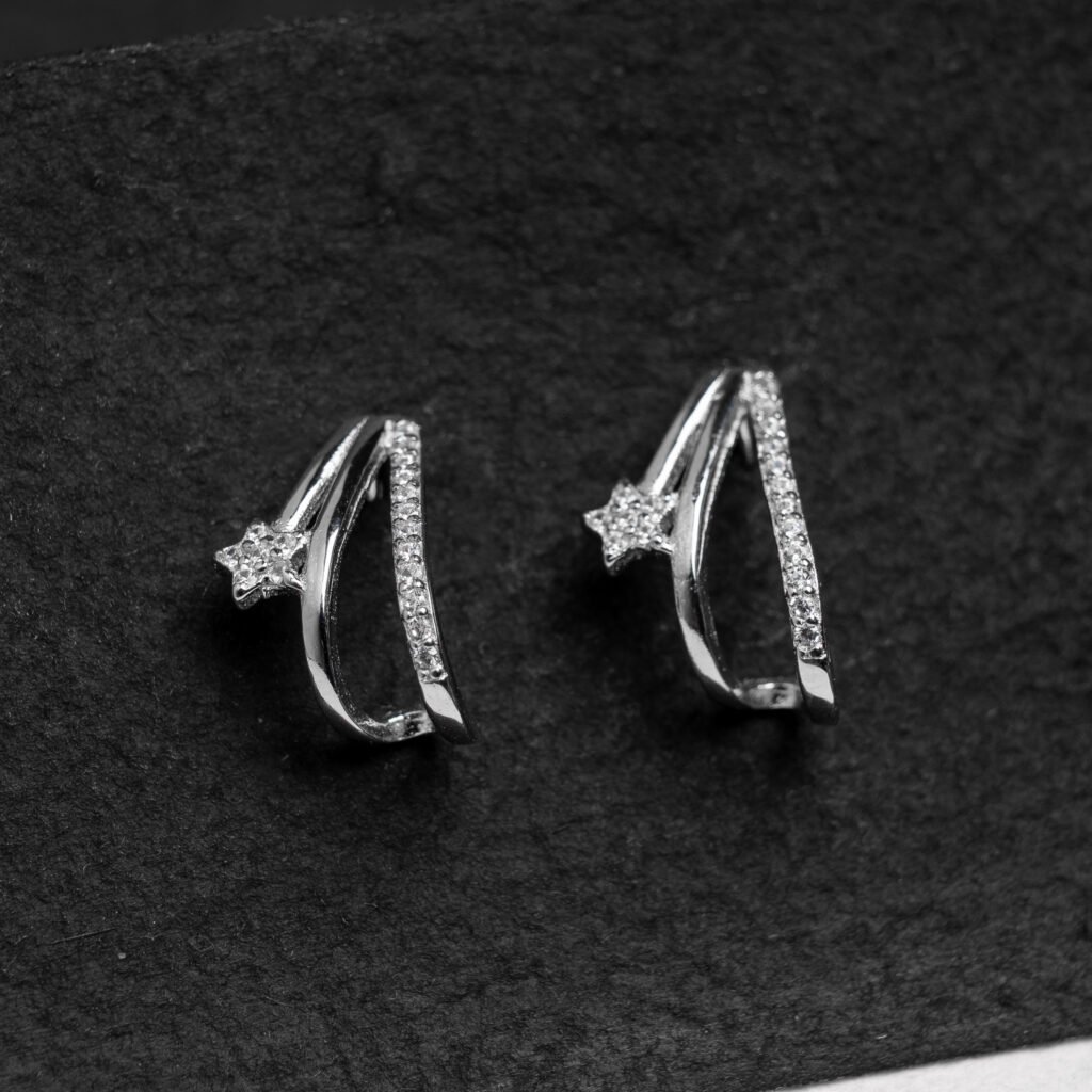 Pure Silver Layer Star Studs - Sp Silver Jewellery