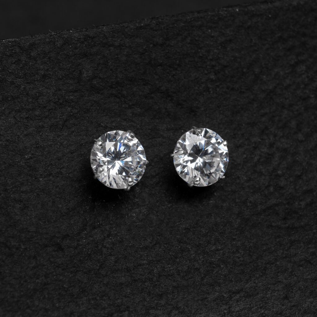 Pure Silver Stone Solitaire Earrings - Sp Silver Jewellery